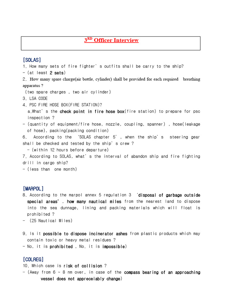 Question and Answer For 3RD Officer | PDF | Radar | Ships