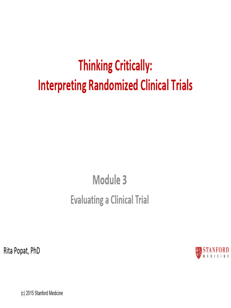Stanford CME ThinkingCritically RCT Module 3 Part 1 | PDF | Randomized ...