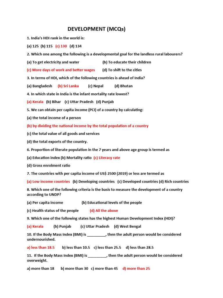 Development 10th | PDF | Body Mass Index | Human Development Index