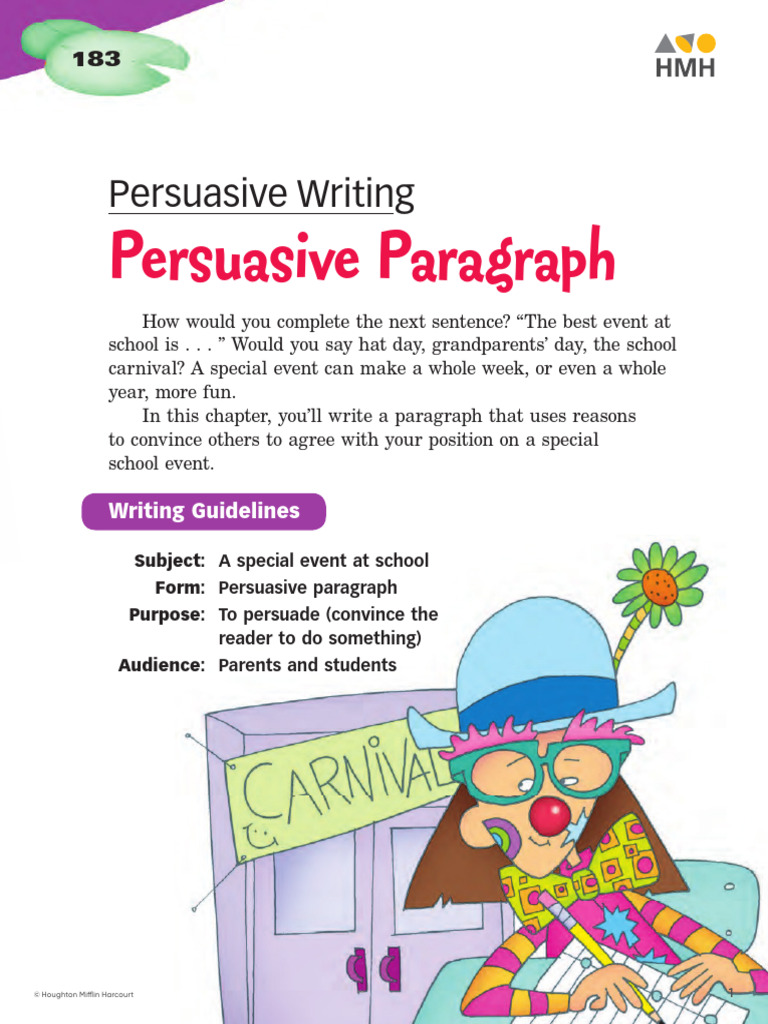 Teaching Students How To Write A Persuasive Paragraph Persuasive ...