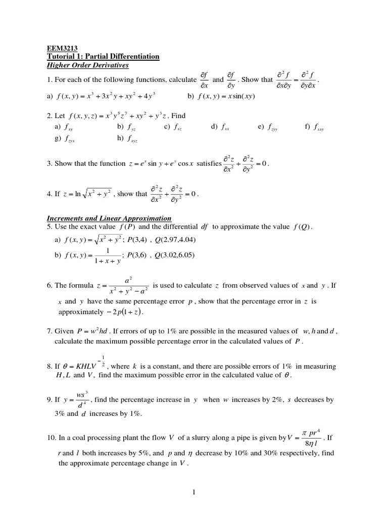 Tutorial 1 | PDF | Gases | Derivative