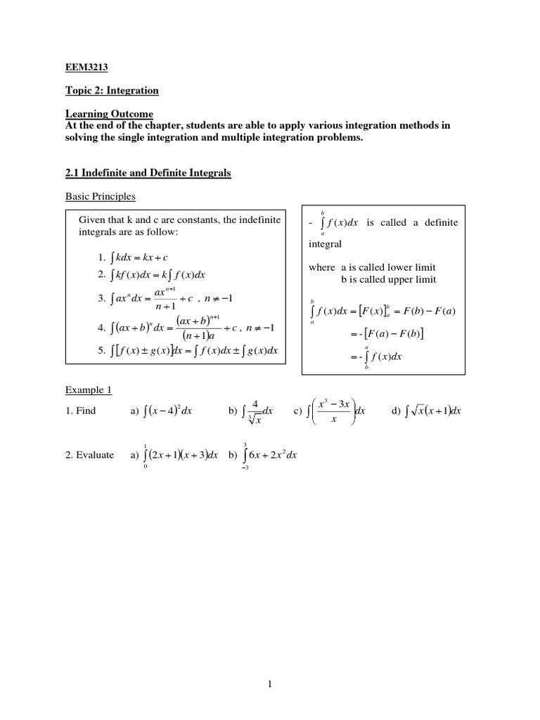 Calculus Integration Guide | PDF | Mathematical Relations ...
