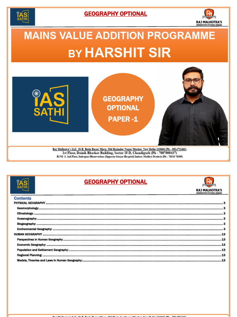 Geography Optional Mains Value Addition Programme (2024) Paper - 1 (R) | PDF | Oceans | Climate