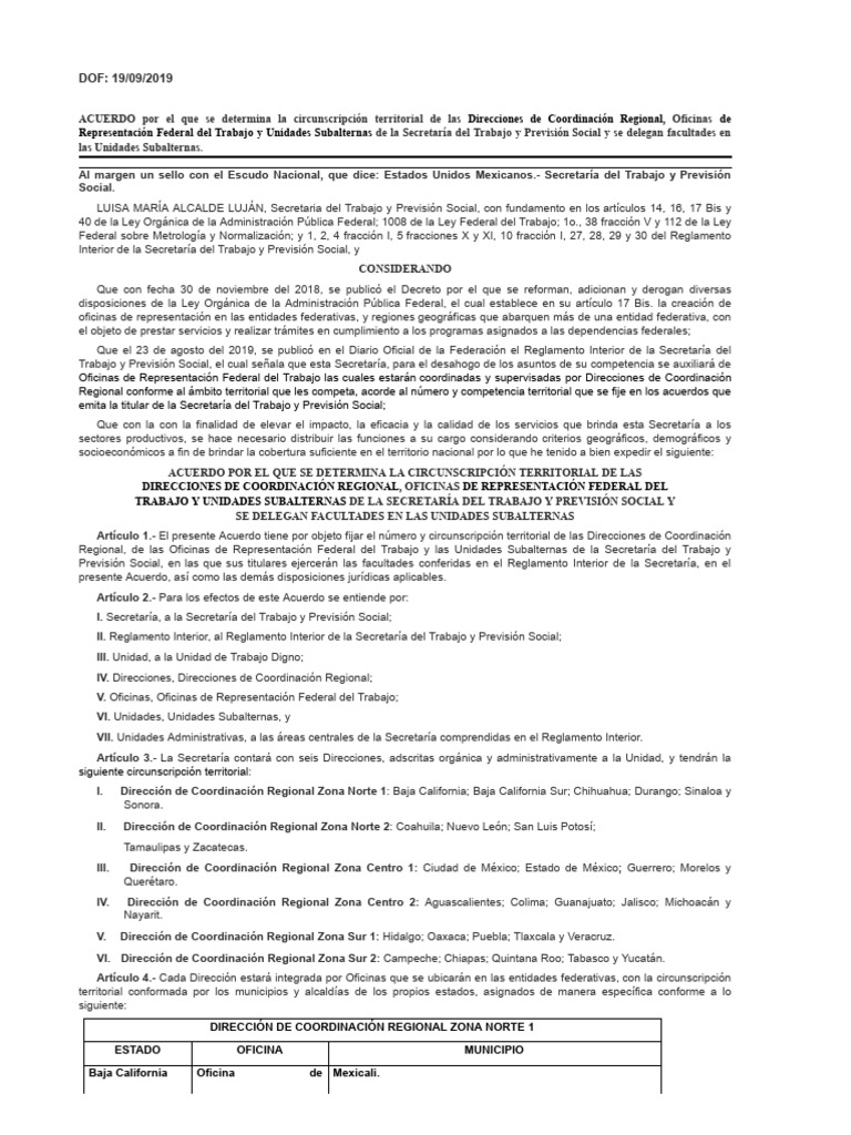Circunscripción Territorial STPS 2019 | PDF | México