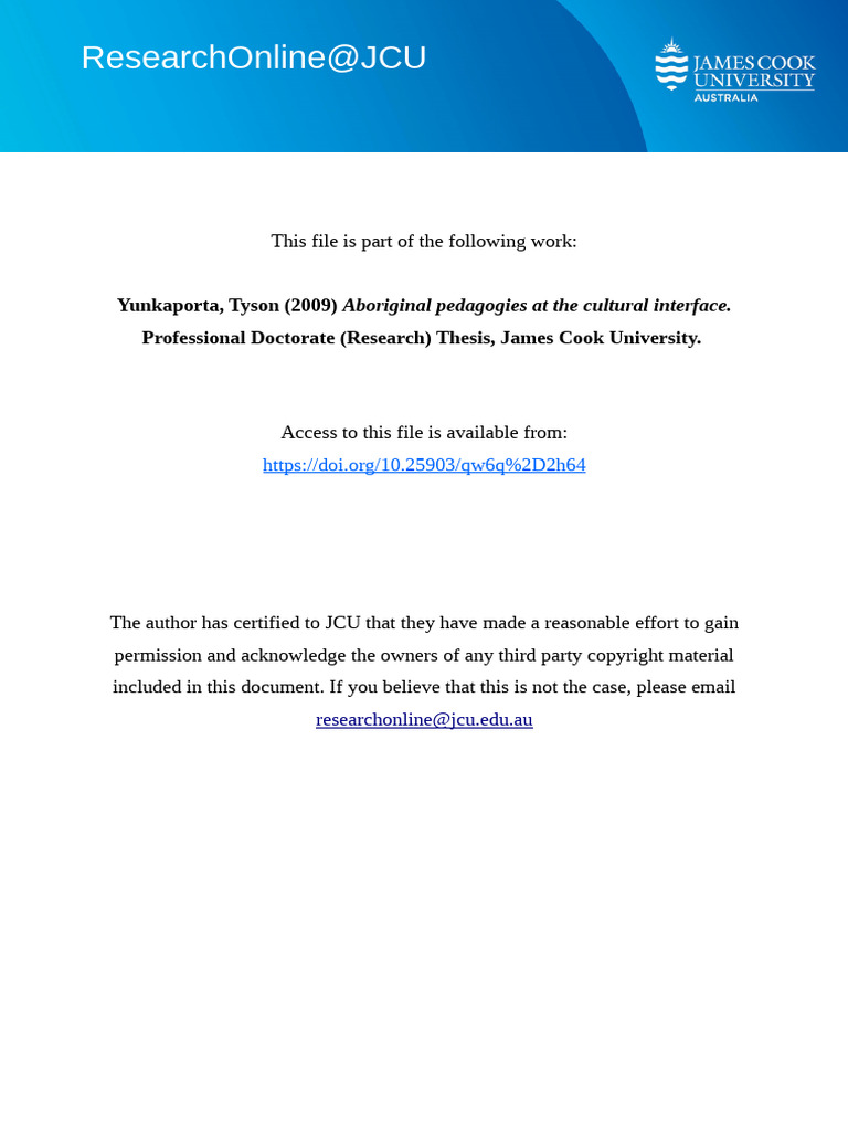 JCU - 04bookchapter Aboriginal Pedagogies at Cultural Interface | PDF ...