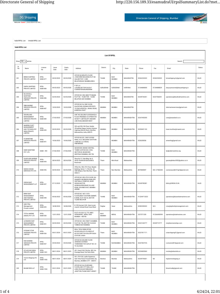 Valid RPSL Shipping Companies in Mumbai | PDF | Mumbai | Earth Sciences