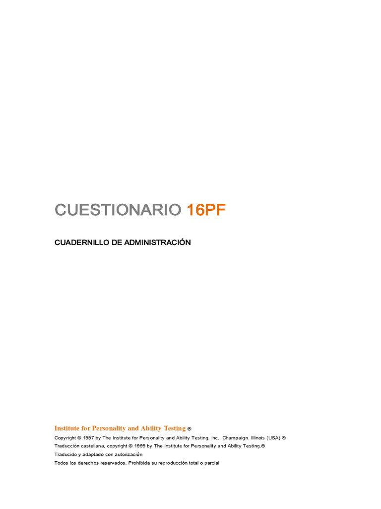 16PF Cuadernillo | PDF