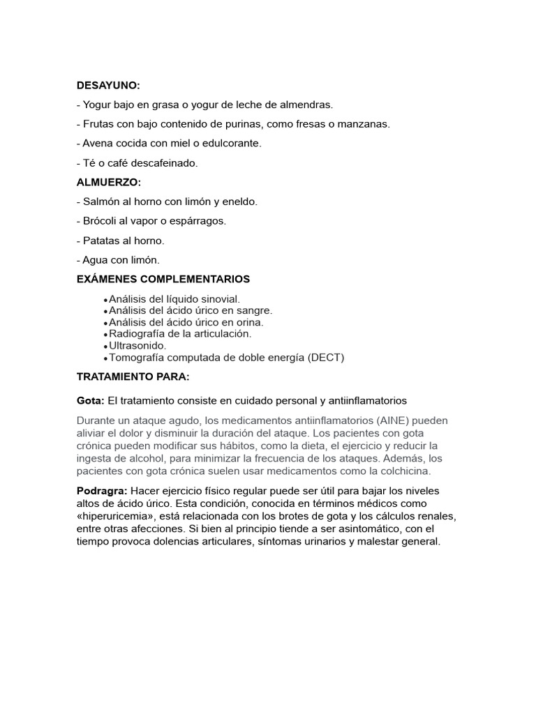 Dieta y Tratamiento para Gota y Podagra | PDF | Salud y bienestar