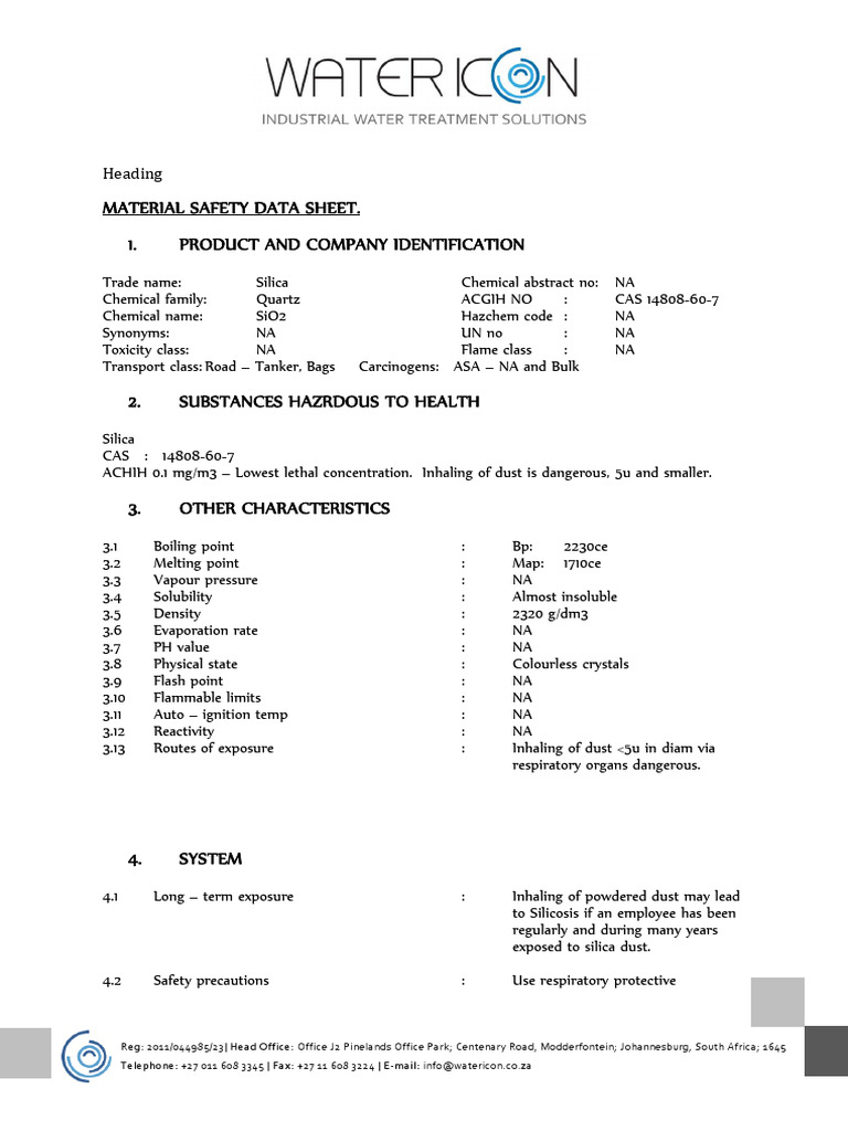 A - P - Water Solutions - MSDS Sheet | PDF | Silicon Dioxide | Sodium