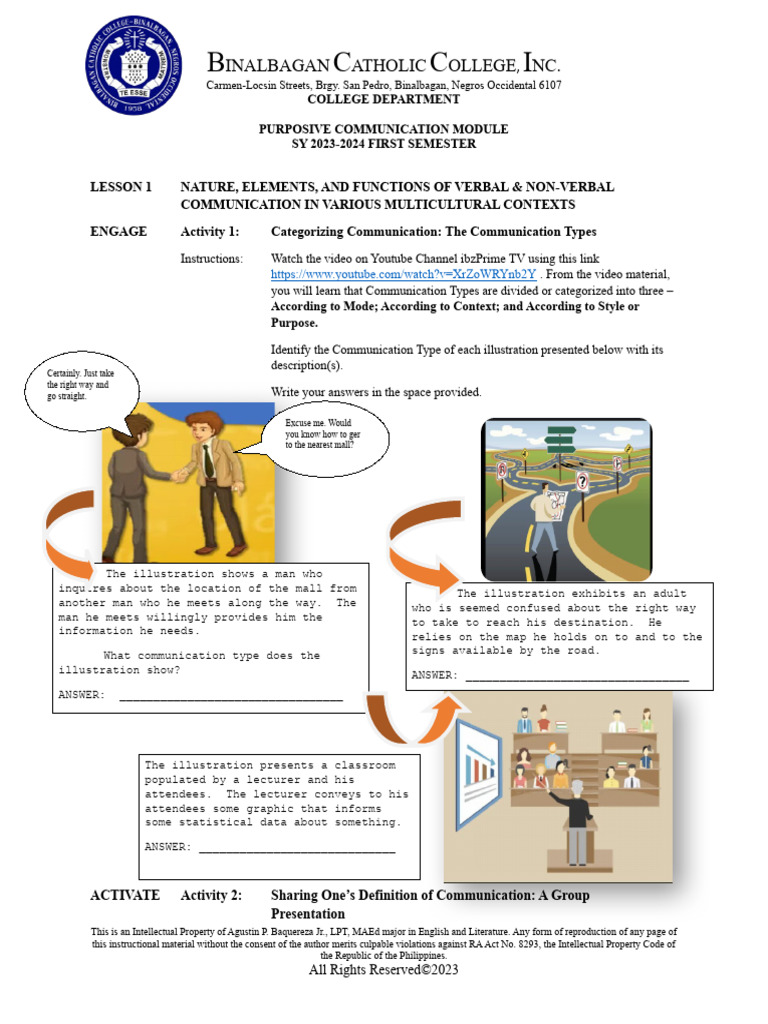 Purposive Communication Module | PDF | Communication | Human Communication