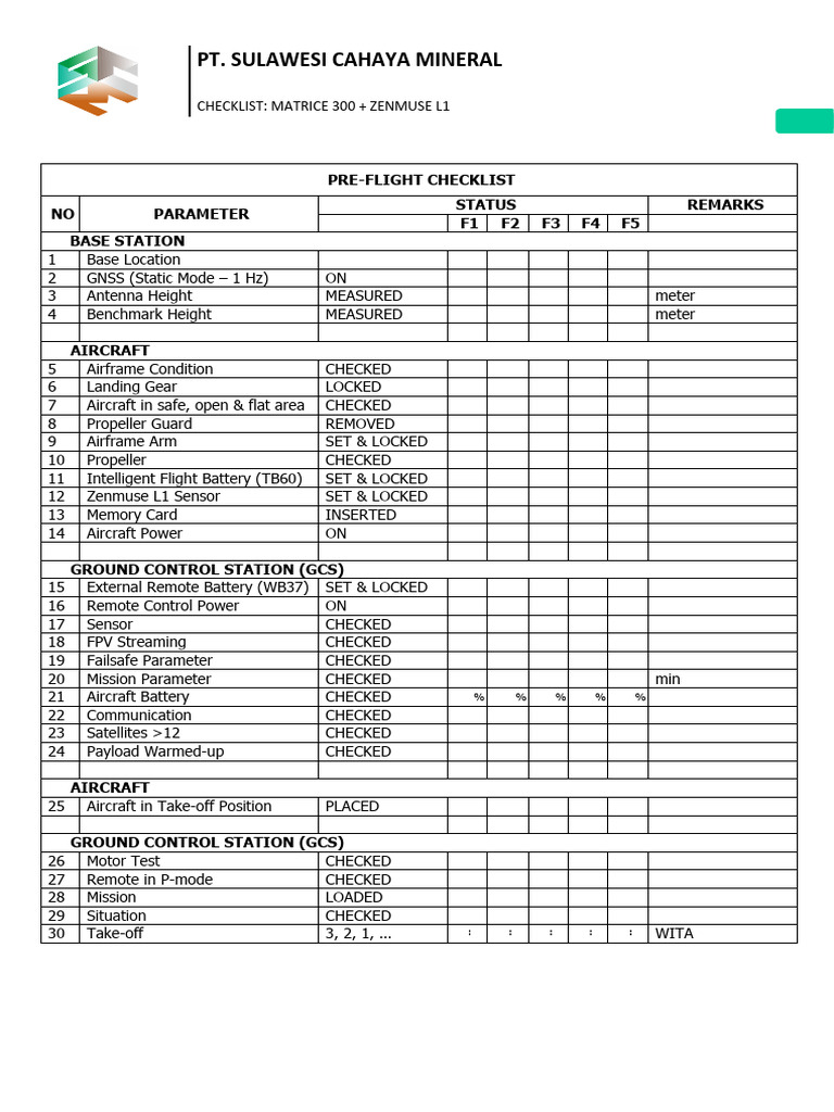 Format Form Checklist Flight Matric 300 | PDF | Aviation | Aerospace