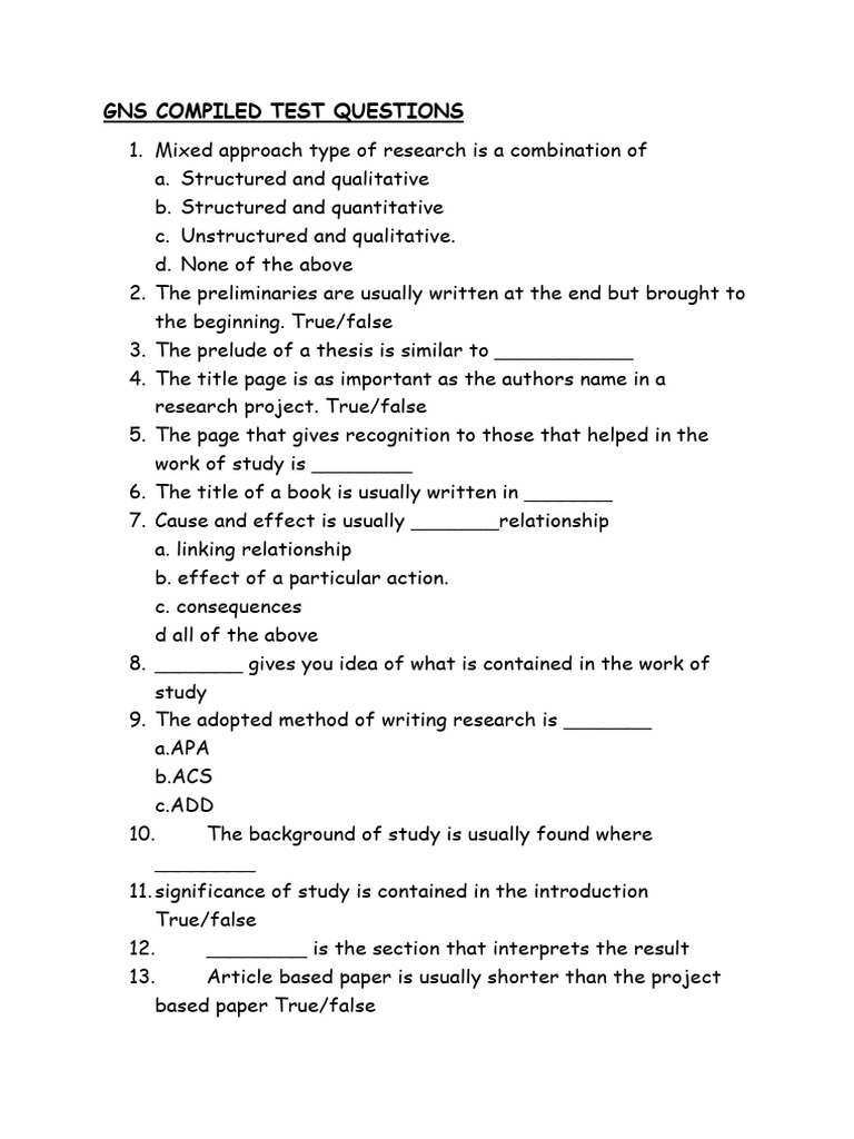 Research Methods Quiz Prep | PDF | Thesis | Bracket