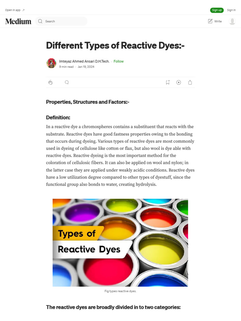 Different Types of Reactive Dyes - by Imteyaz Ahmed Ansari D.H.Tech ...