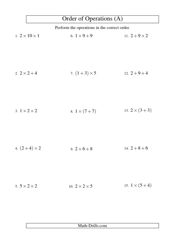 Order of Operations A | PDF