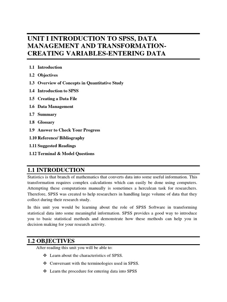 Spss Unit 1 Notes | PDF | Spss | Quantitative Research