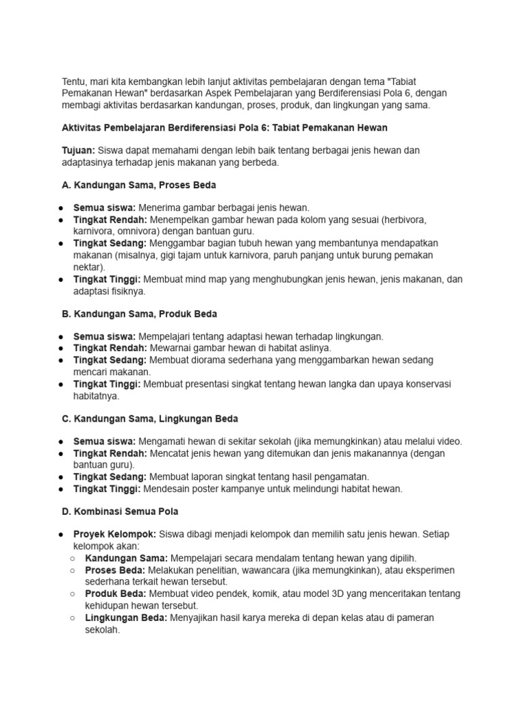 Bina Aktiviti Tajuk Tabiat Pemakanan Haiwan Aspek... | PDF ...