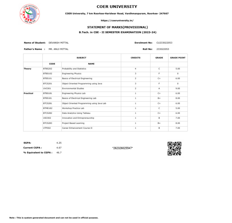 RPT Stu Marksheet QU | PDF | Science