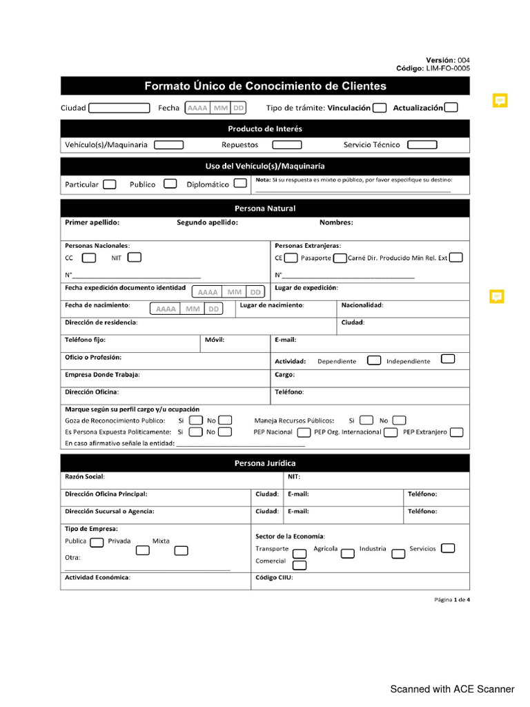 Formato Único de Conocimiento de Clientes 2024 (GUIA) | PDF Formato Único de Conocimiento de Clientes 2024 (GUIA) | PDF