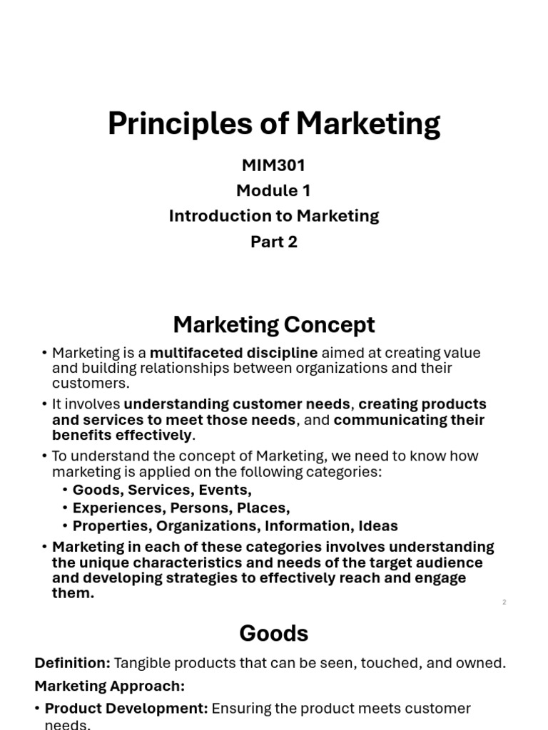 MIM301 - Principles of Marketing Module 1 Part 2 | PDF | Marketing ...