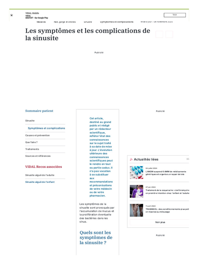 Symptômes et complications de la sinusite | PDF | Maladies et troubles ...