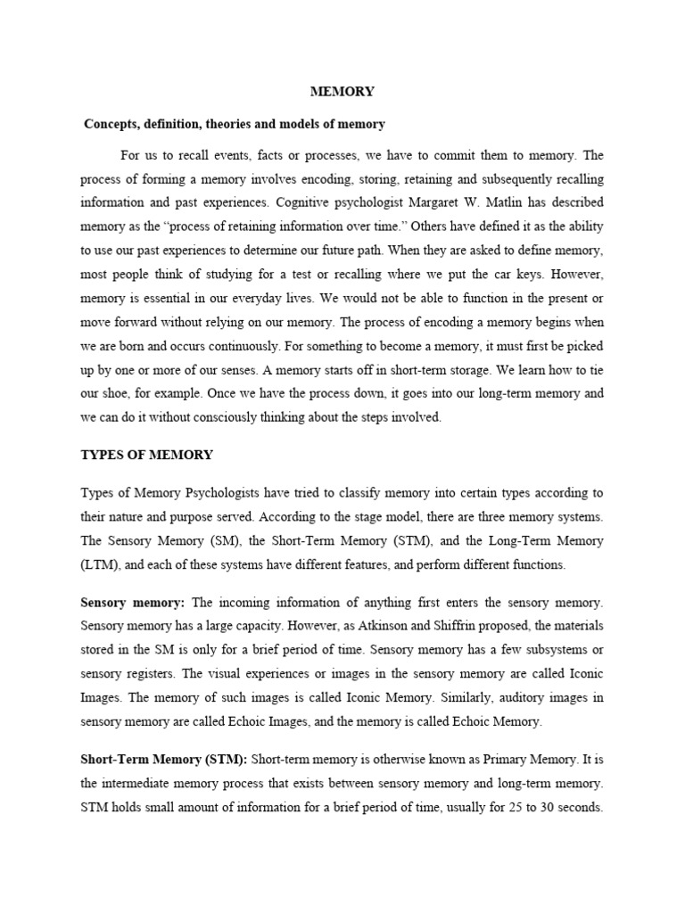 Memory | PDF | Memory | Long Term Memory