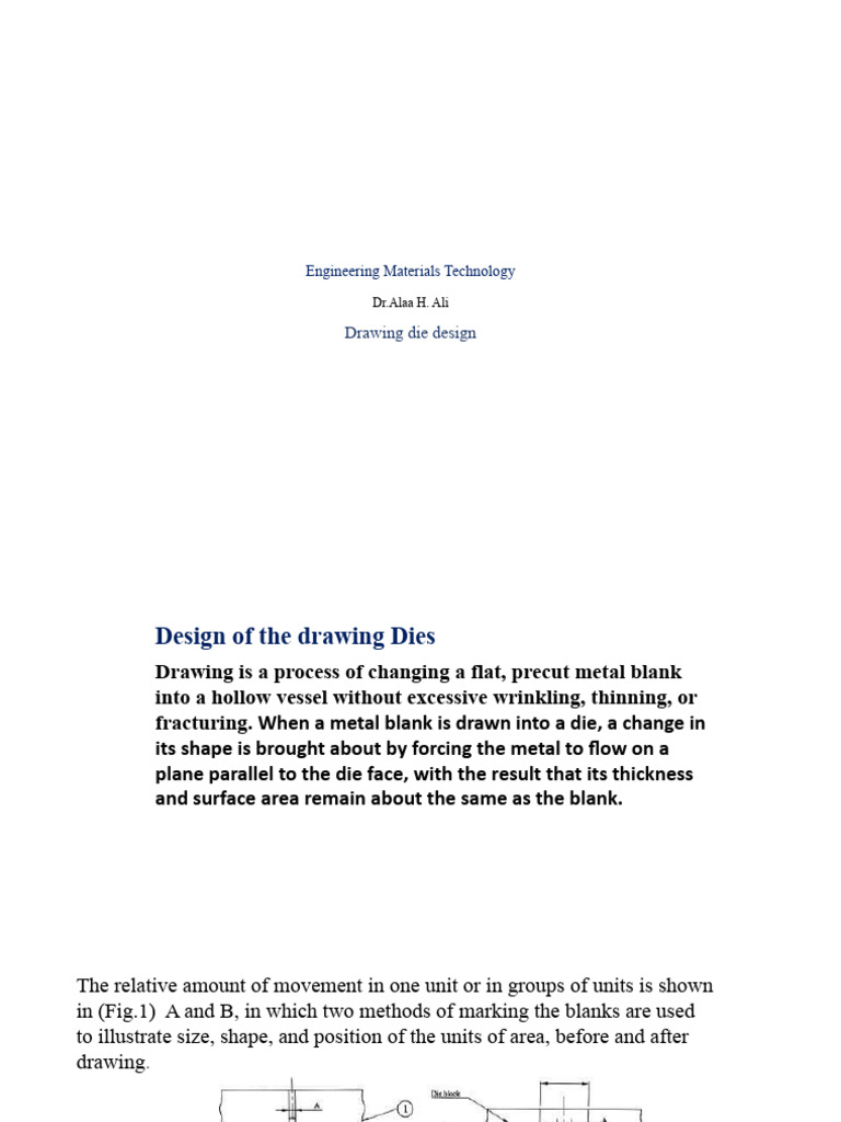 PP Drawing Die Design | PDF | Area | Metals