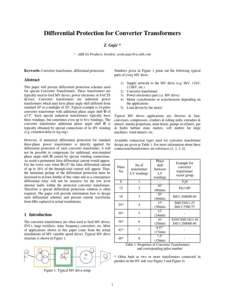 Differential Protection For Converter Transformers 4CAE000401 Rev | PDF ...