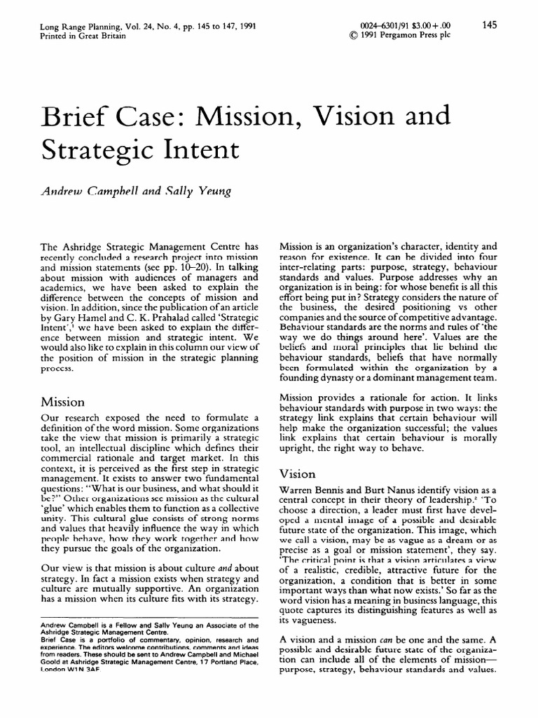Mission vs. Vision in Strategic Planning | PDF | Strategic Planning ...