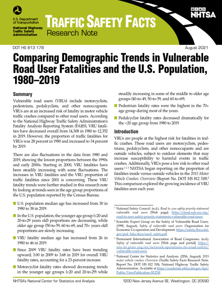 Comparing Demographic Trends in Vulnerable Road User Fatalities and The ...