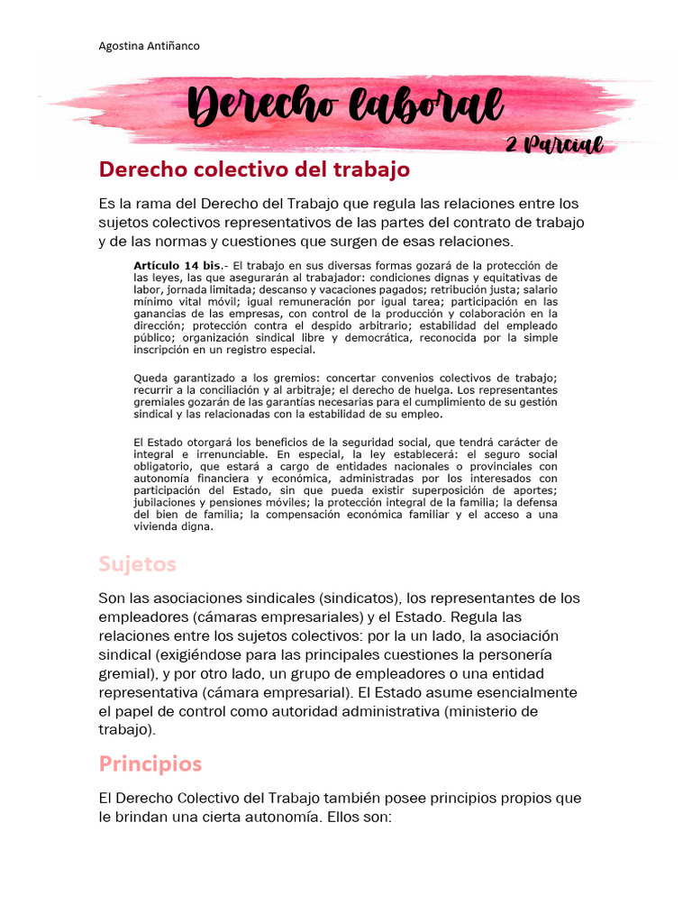 2 Parcial Laboral | PDF | Sindicato | Derecho laboral