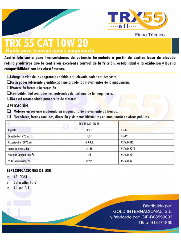 FT TRX 55 Cat 10W 20 | PDF