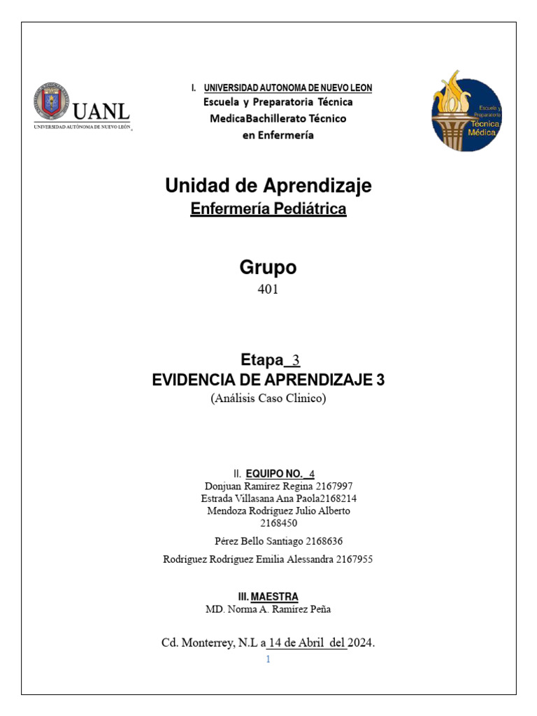 Ev3 Estudio de Caso Clínico-Eq3 | PDF | Enfermería | Diagnostico medico