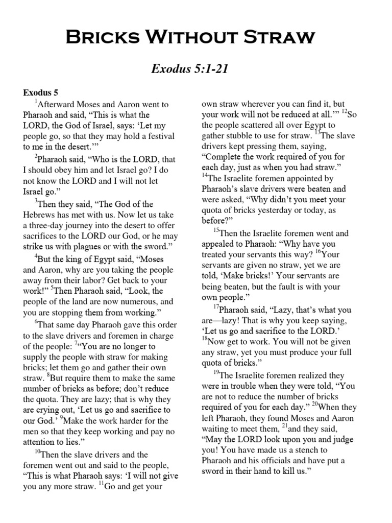 Lesson 30 Bricks Without Straw | PDF | The Exodus | Aaron