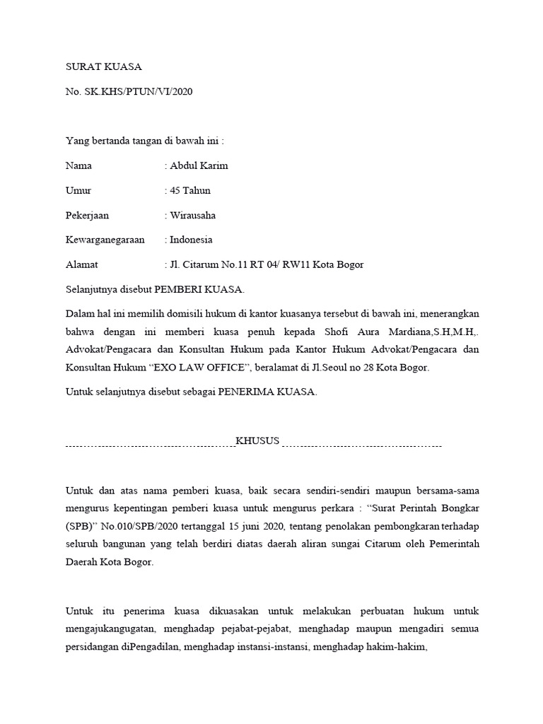 Tugas Surat Kuasa Khusus Peradilan Tun Radithya Pratama 010117298 | PDF | Politik | Ilmu Sosial