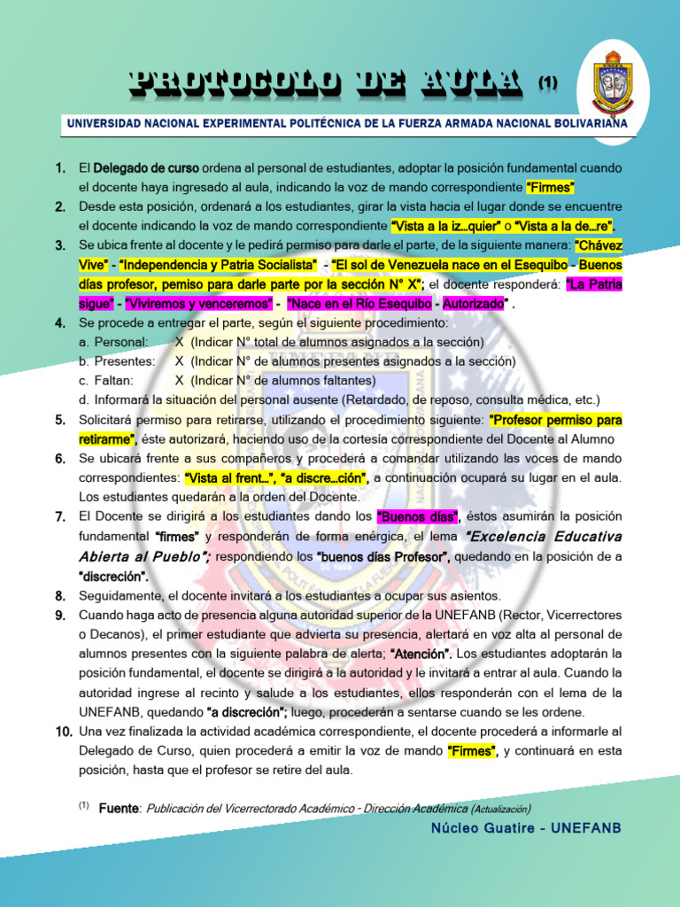 Protocolo de Aula | PDF | Maestros | Salón de clases