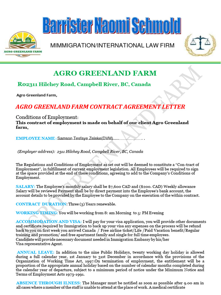 Agro Greenland Farm Contract Agreement-My | PDF | Employment | Salary