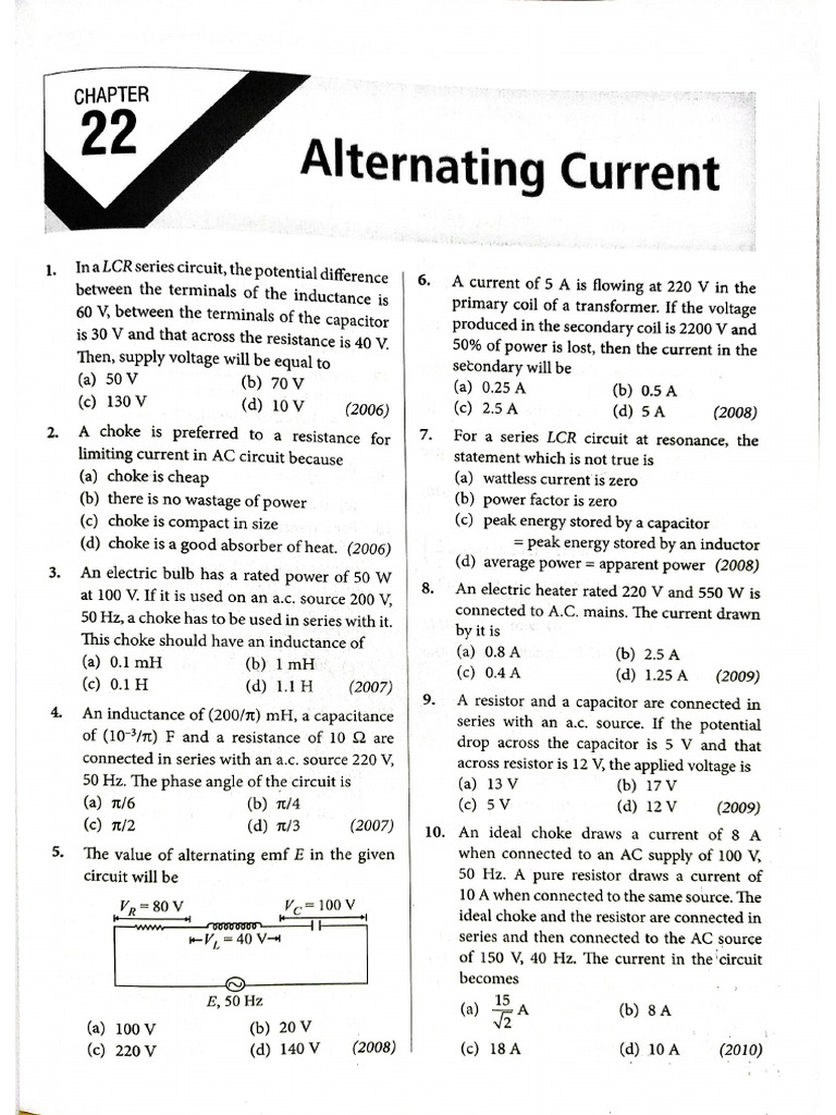 Alternating Current KCET | PDF