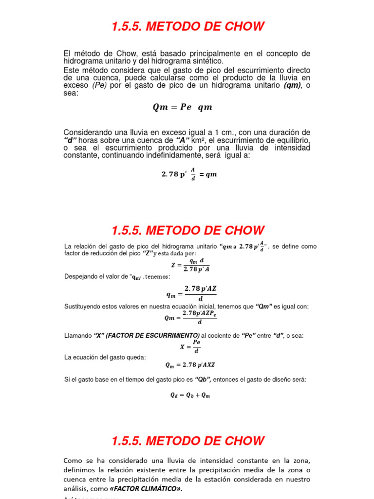 Metodo de Chow - Burkly Ziegler | PDF | Precipitación | Arcilla