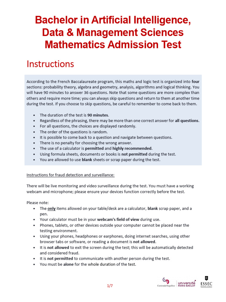 Maths French Program - Instructions and Example Exercises 0 | PDF ...