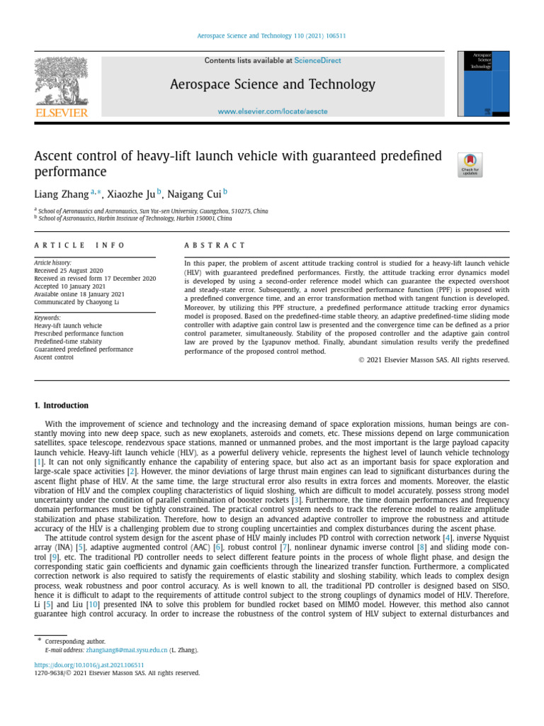 Ascent Control of Heavy-Lift | PDF | Control Theory | Applied Mathematics