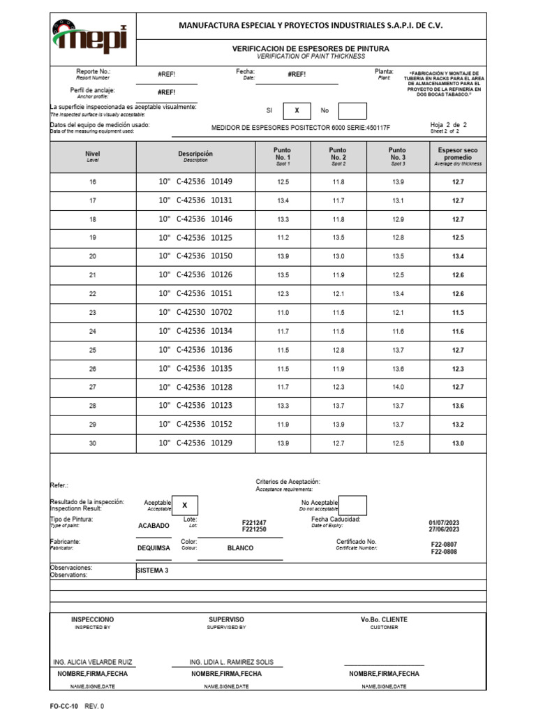 Reporte Manifolds (Rack 1D 0005 Vapor | PDF