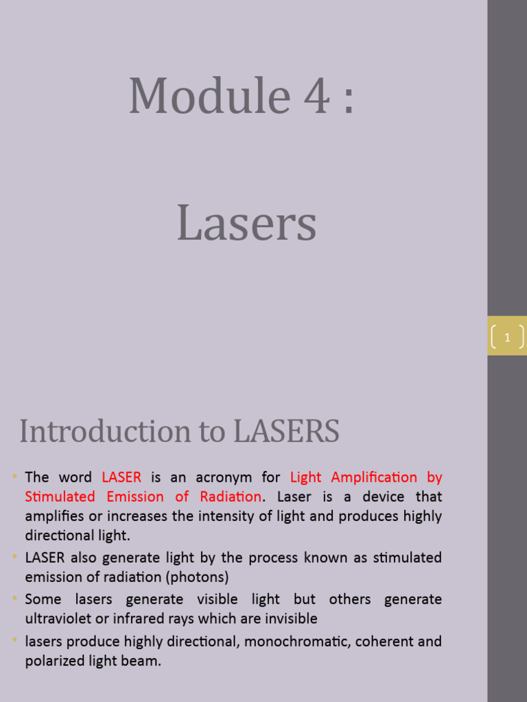 Module 4 | PDF | Laser | Photon