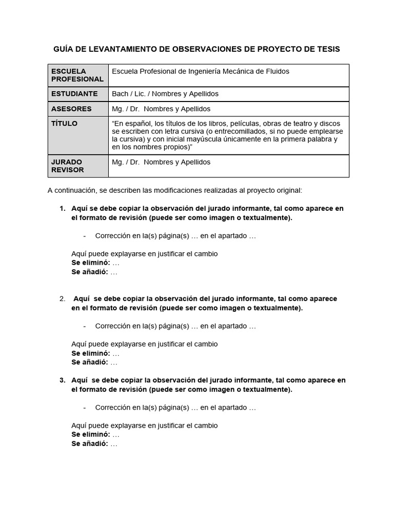 Guía de Levantamiento de Observaciones | PDF