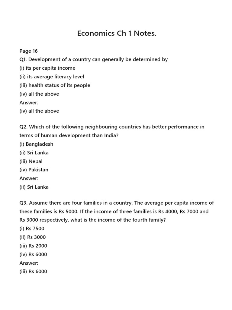 Economics Ch 1 Notes | PDF | Human Development Index | Energy Development