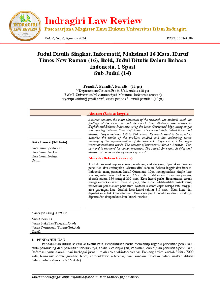 Template Jurnal ILR | PDF | Seni & Disiplin Bahasa