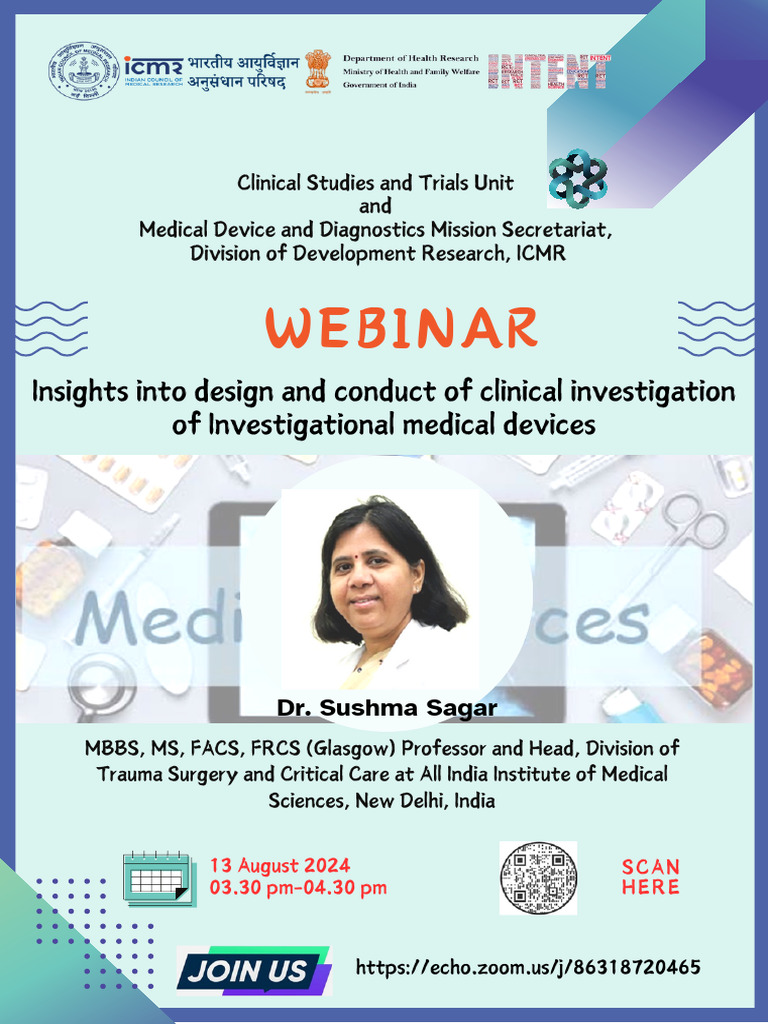 ICMR - Webinar Flyer - Device Validation | PDF | Clinical Trial | Clinical Medicine