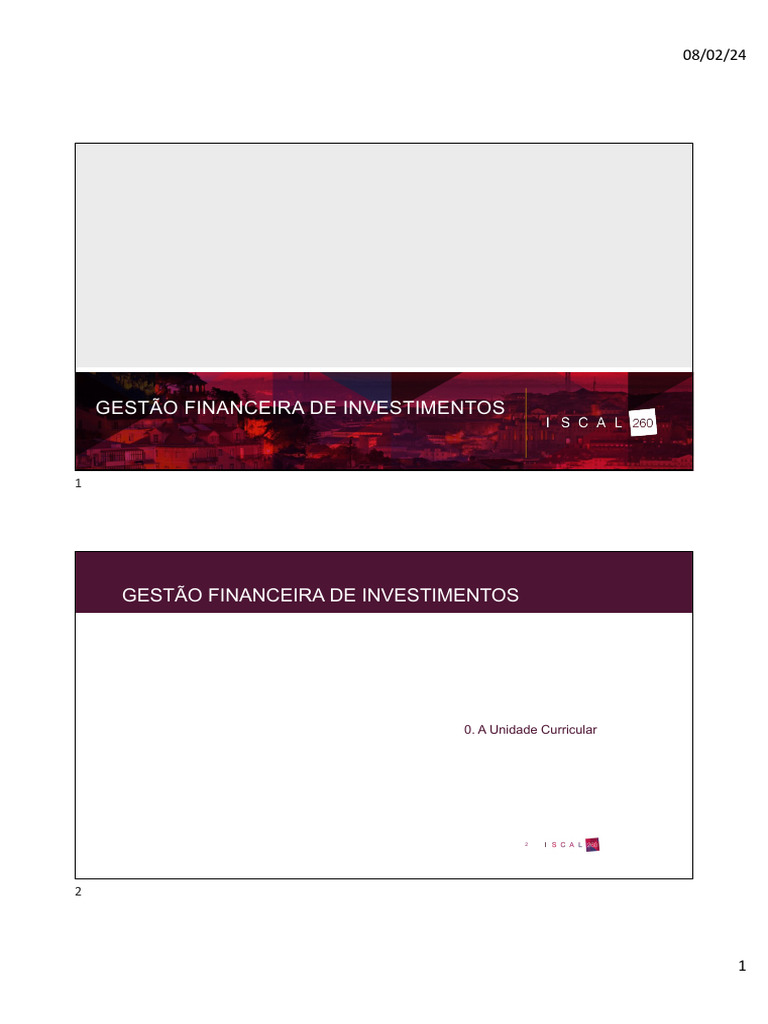 GFI Handout I | PDF | Investimentos | Fluxo de caixa