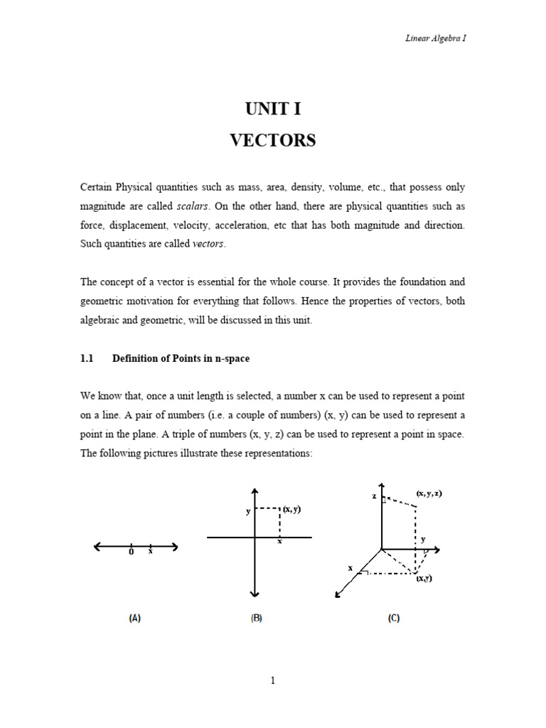 Understanding Vectors in Linear Algebra | PDF | Linear Subspace | Basis ...