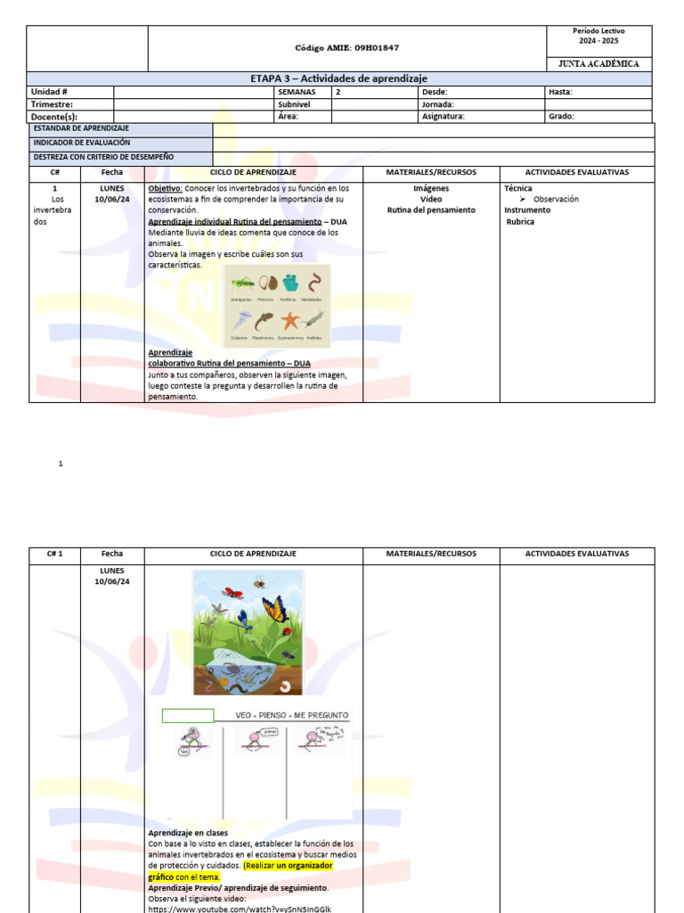 Planif Microcurricular1 | PDF | Aprendizaje | Evaluación