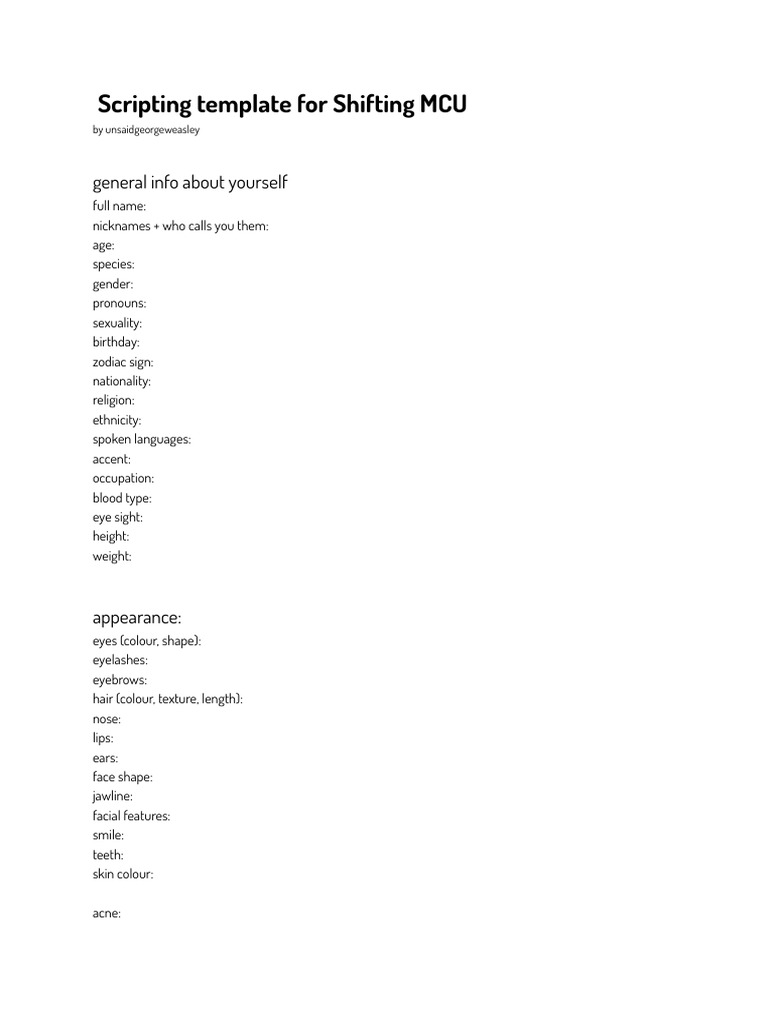 Scripting Template For Shifting MCU | PDF | Social Science | Science & Mathematics